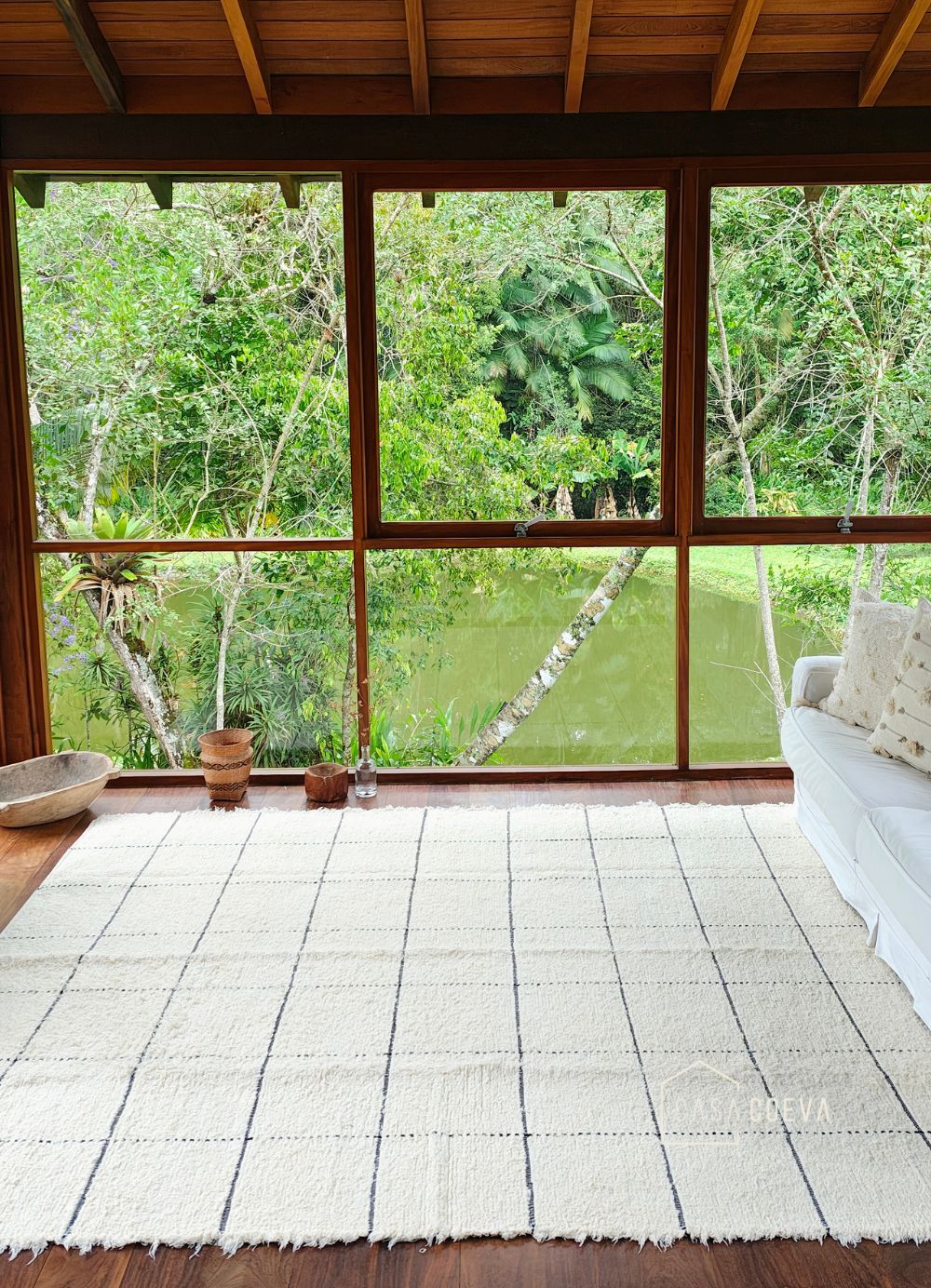 Tapete Artesanal Algodão Sala Quarto Grid Preto 200 x 250 - Casa Coeva ...