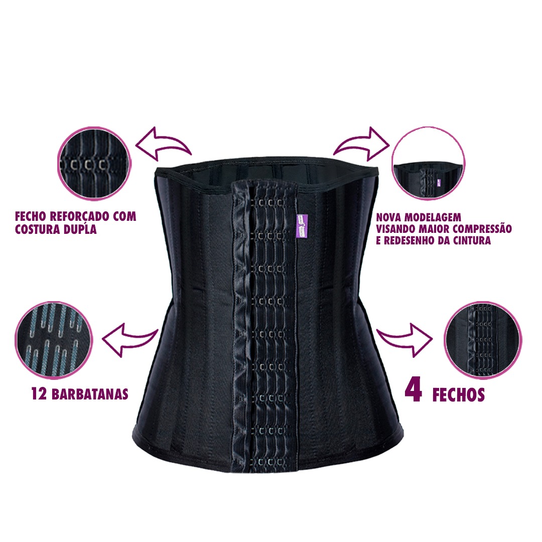 Cinta Modeladora Com 12 Barbatanas Cetinete - 4 Ajustes - Premium Max ...