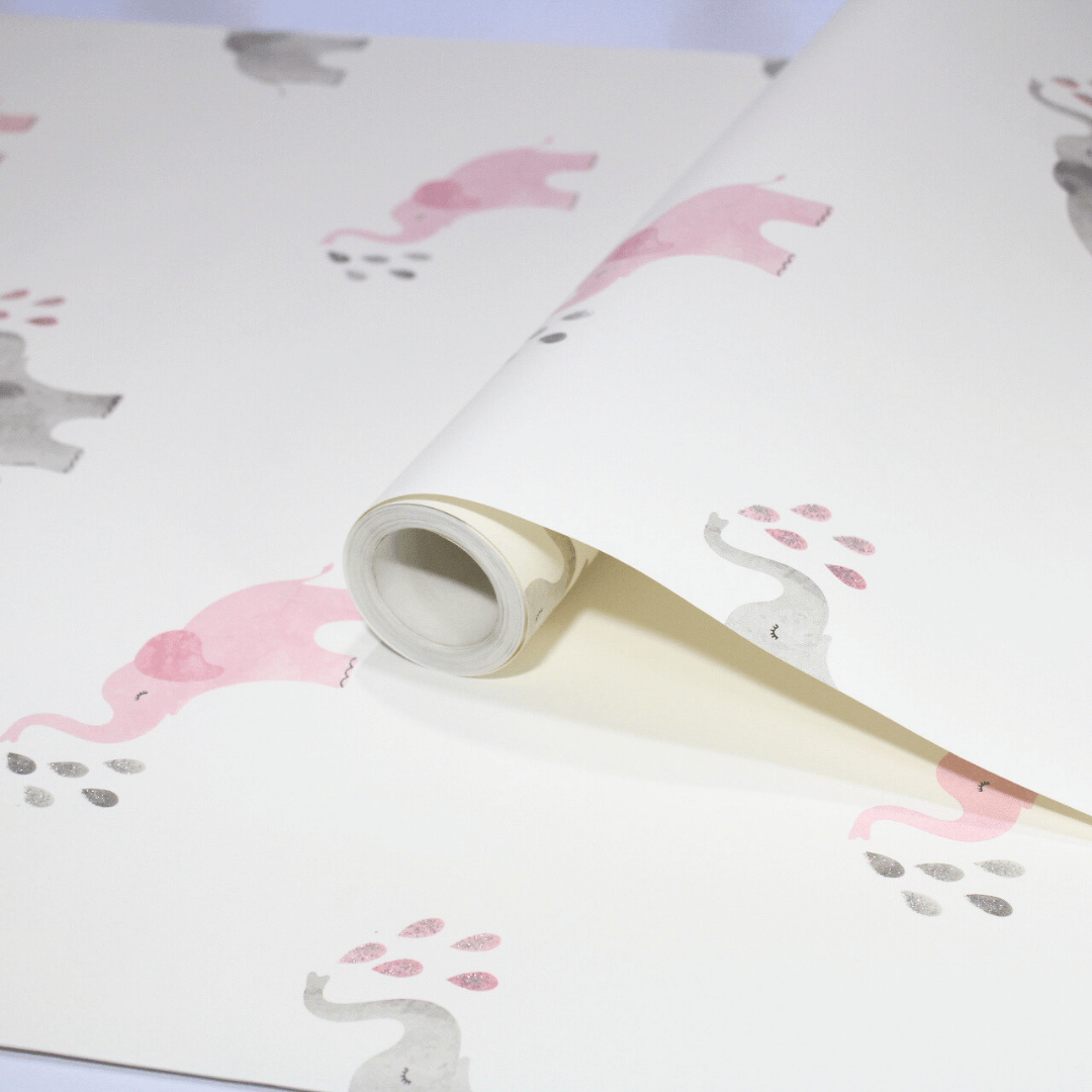 Papel de Parede Elefantes em Tom de Gelo Rolo com 10 Metros - Papel de ...