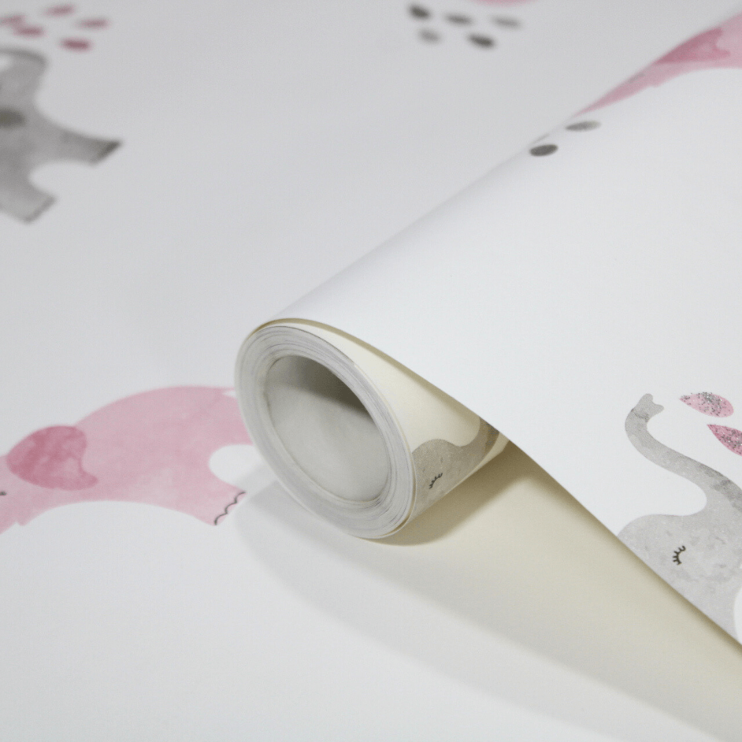 Papel de Parede Elefantes em Tom de Gelo Rolo com 10 Metros - Papel de ...