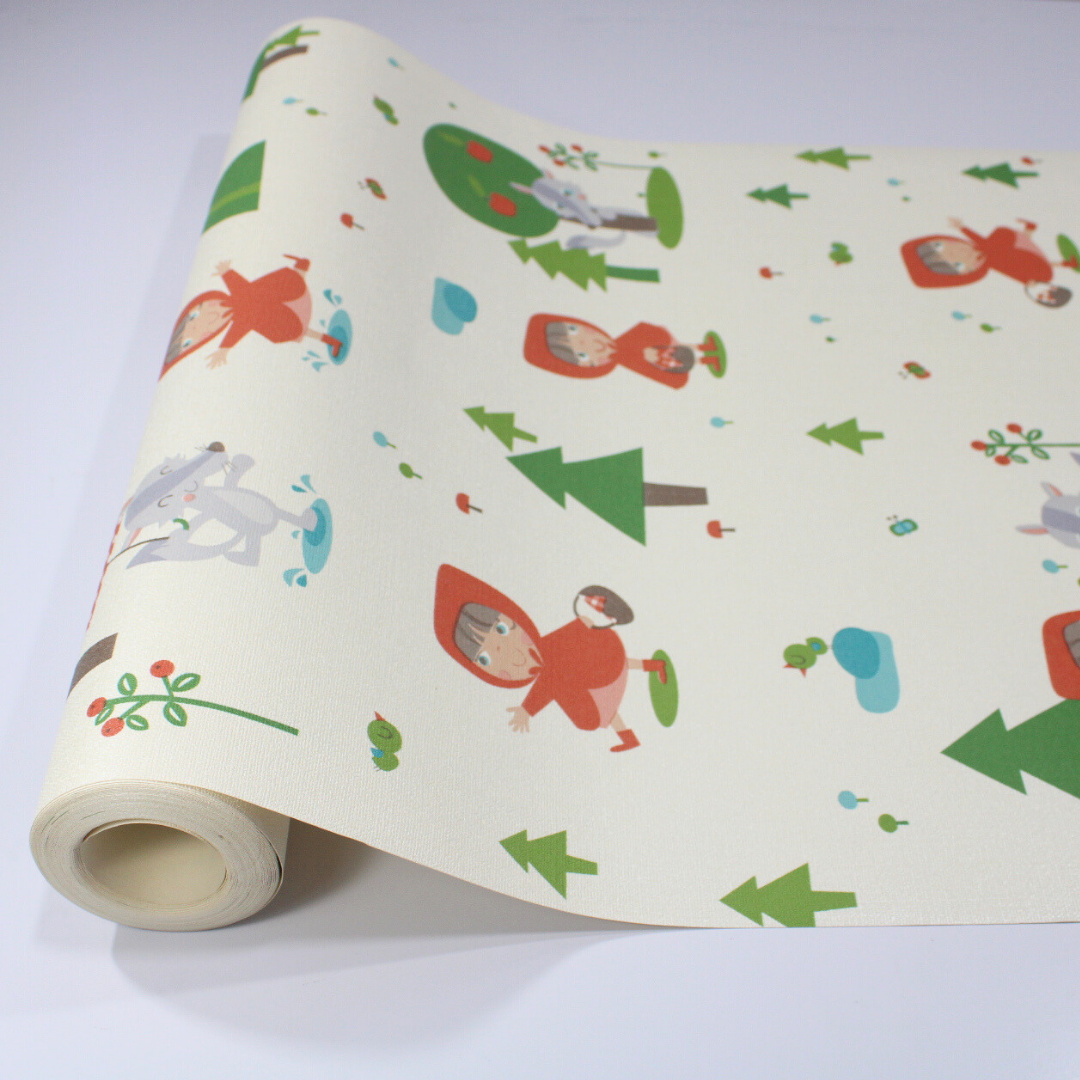 Papel de Parede Chapeuzinho Vermelho Fundo Branco Rolo com 10 Metros ...