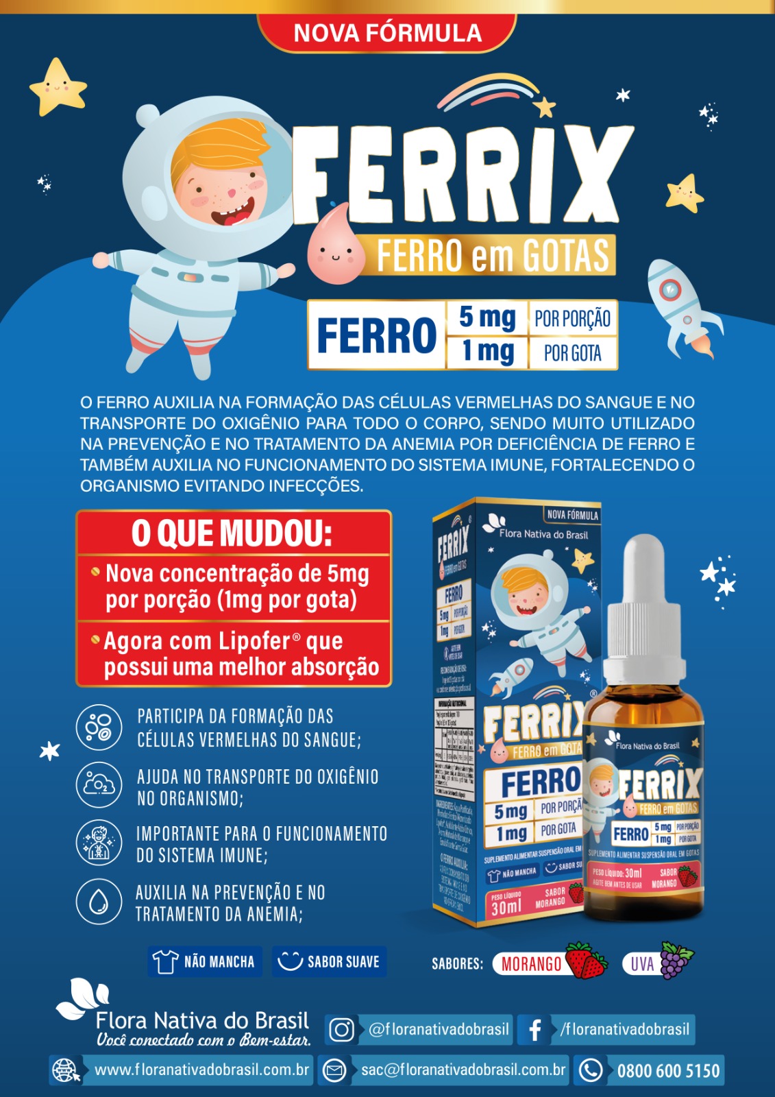 ZINTRIX 20ml + FERRIX 20ml Sabor Morango KIDS - Flora Nativa - Natukura ...