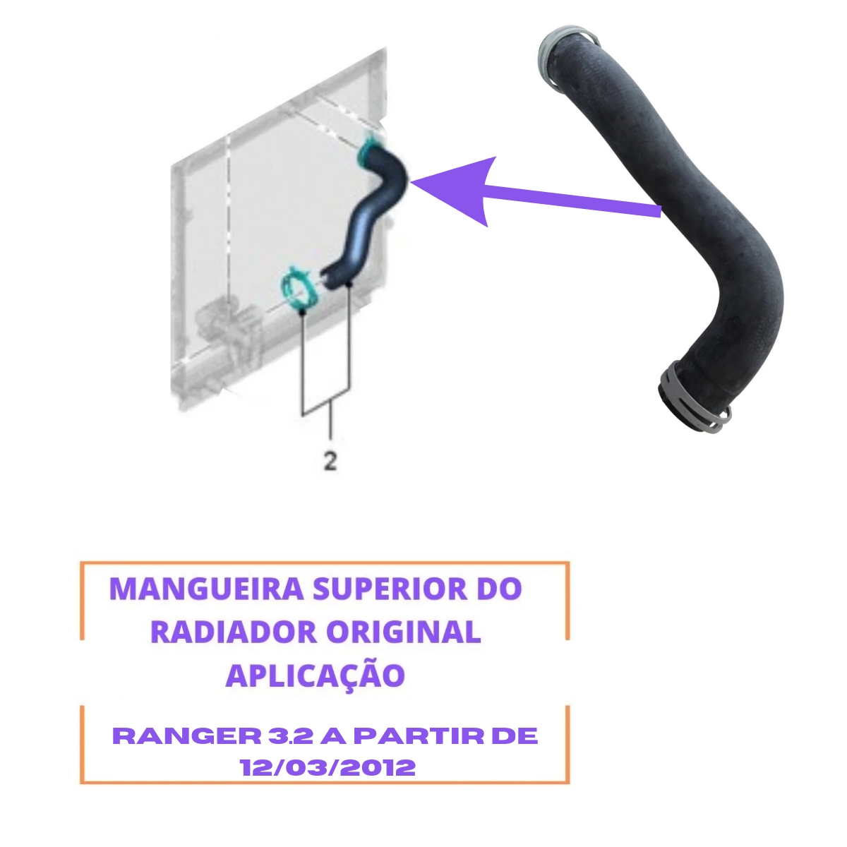 mangueira superior radiador ranger 3.2 2012 2013 2015 2017 2019 2021 ...