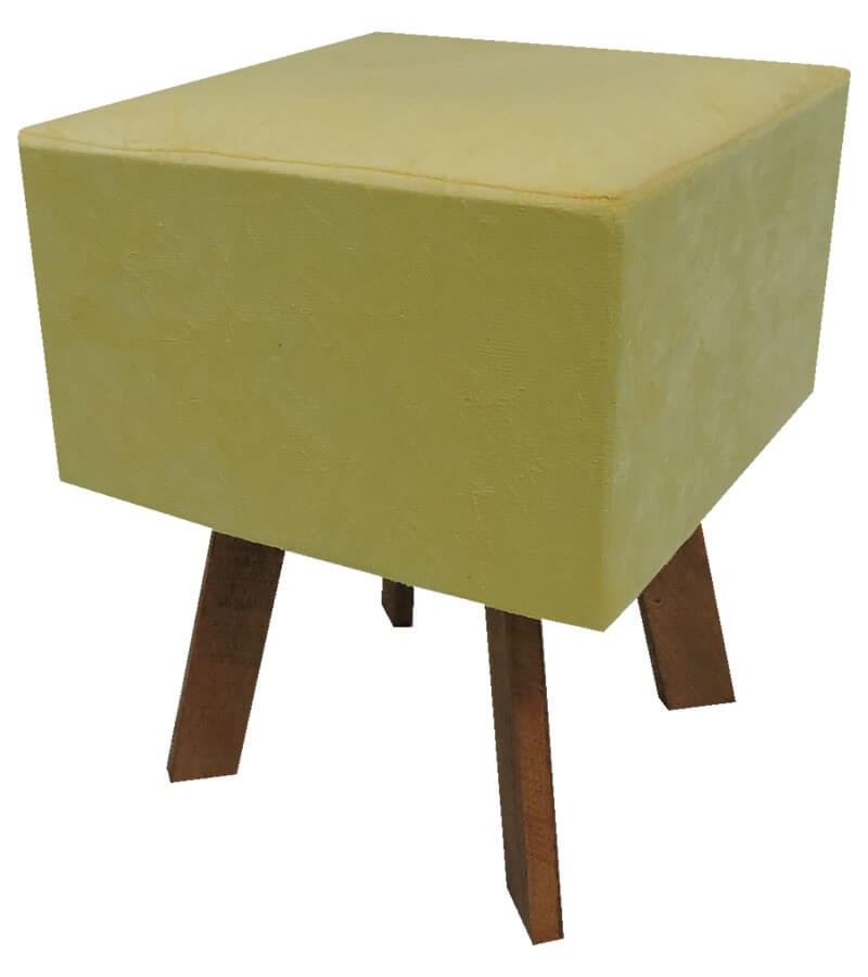 Puff retro quadrado suede amarelo - Sellercom