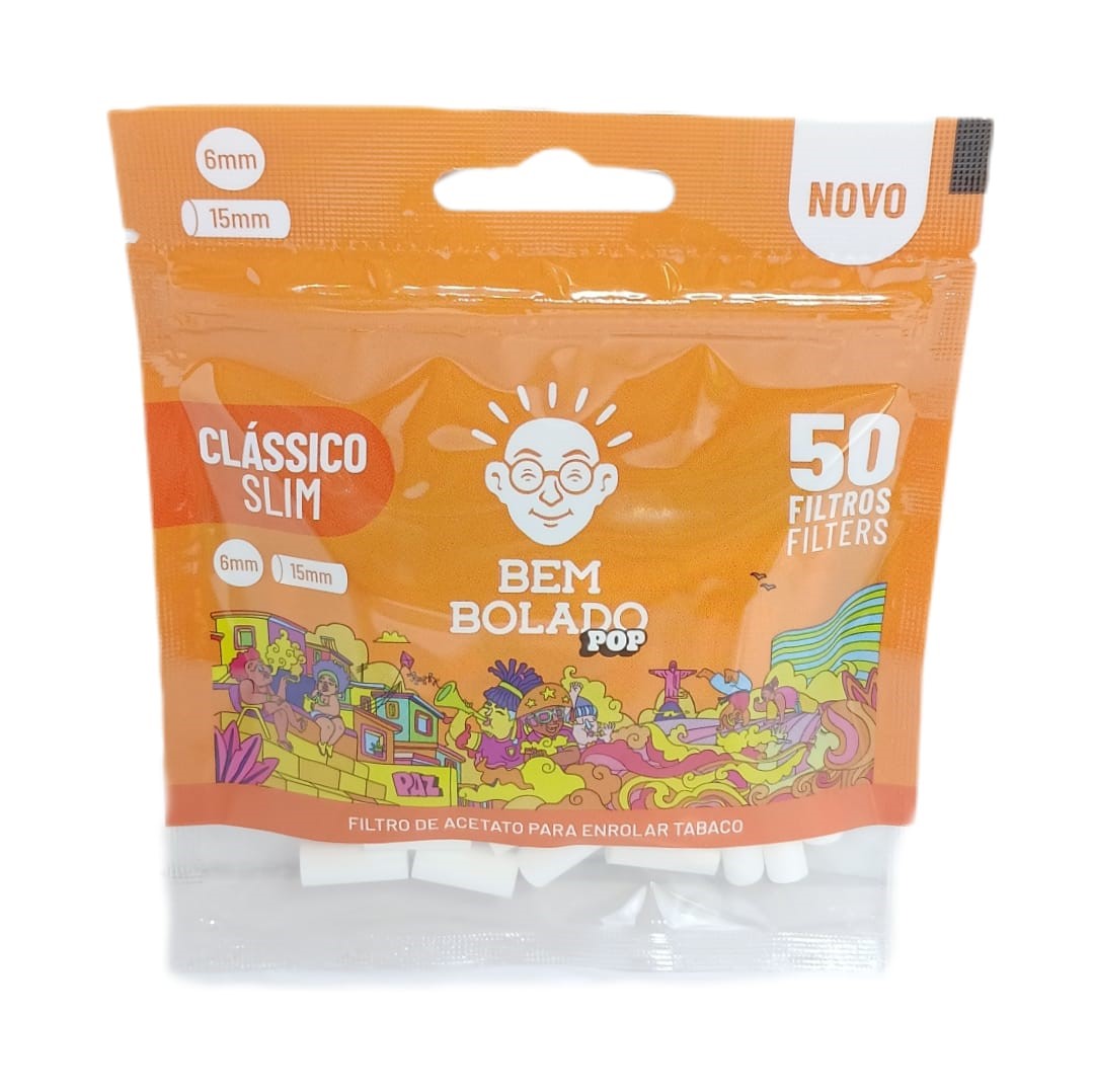 Filtro Bem Bolado Clássico Slim 6 x 15mm (50 filtros) - Display 10 un ...