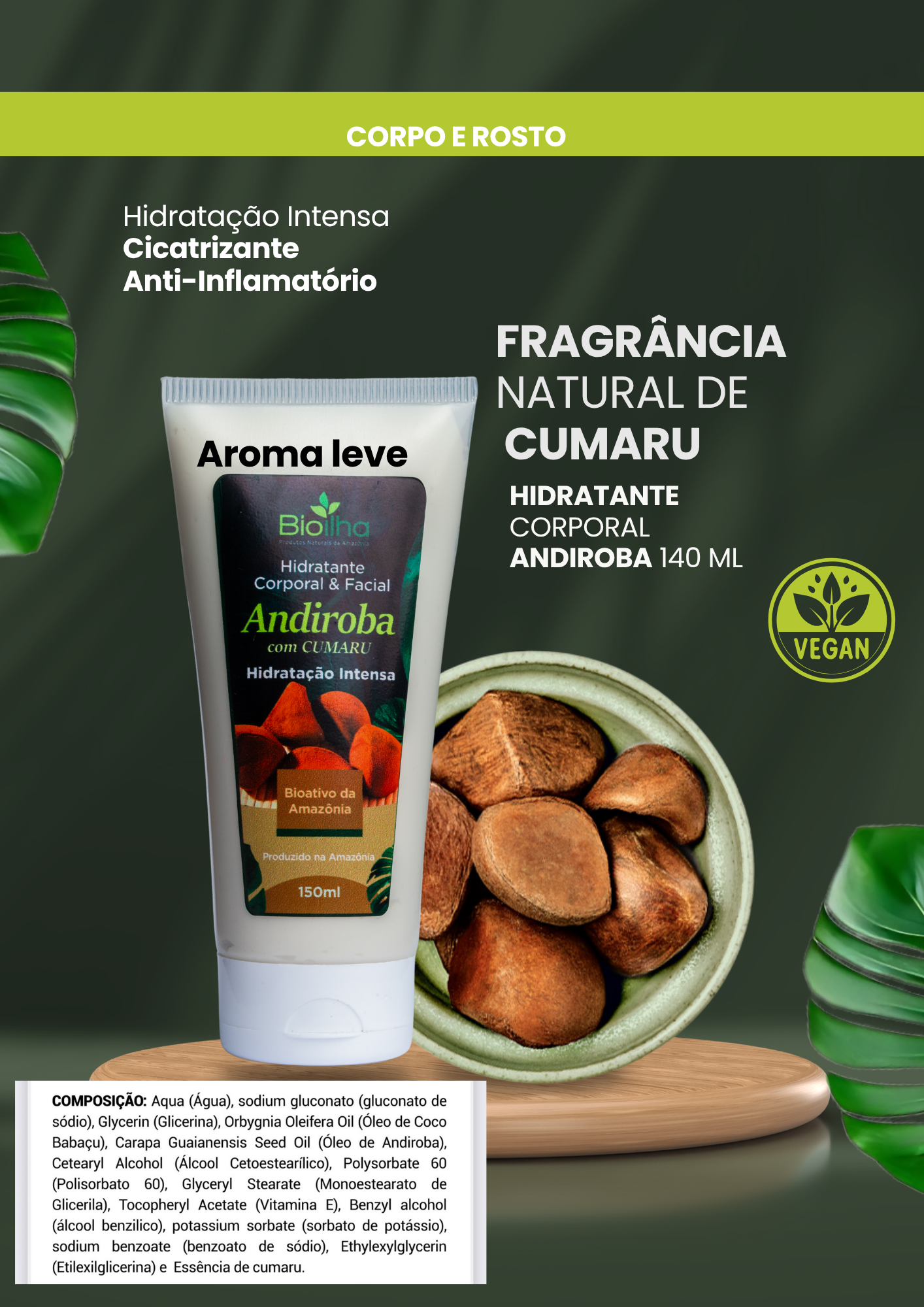 Creme Corporal e Facial de Andiroba 150ml (Andiroba Body & Facial Cream ...