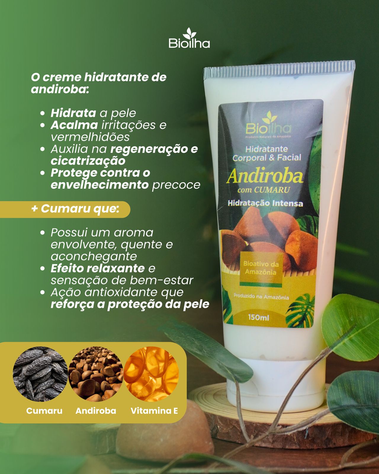 Creme Corporal e Facial de Andiroba 150ml (Andiroba Body & Facial Cream ...