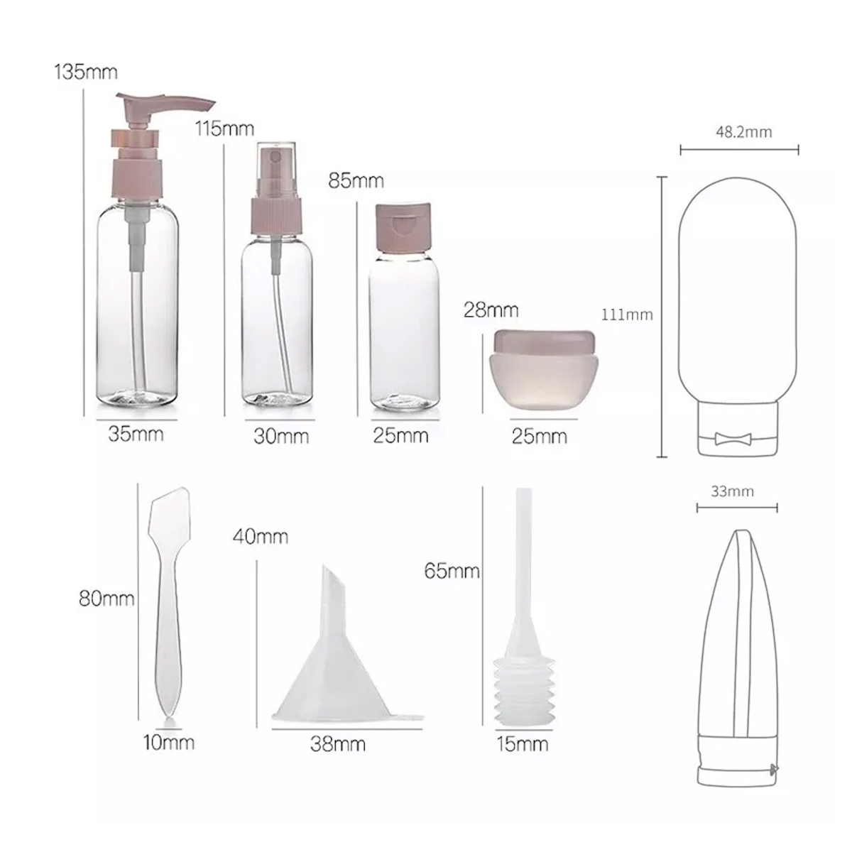 Kit Viagem 10 Peças Frasco Pote Spray Higiene Pessoal - Hello Chic ...