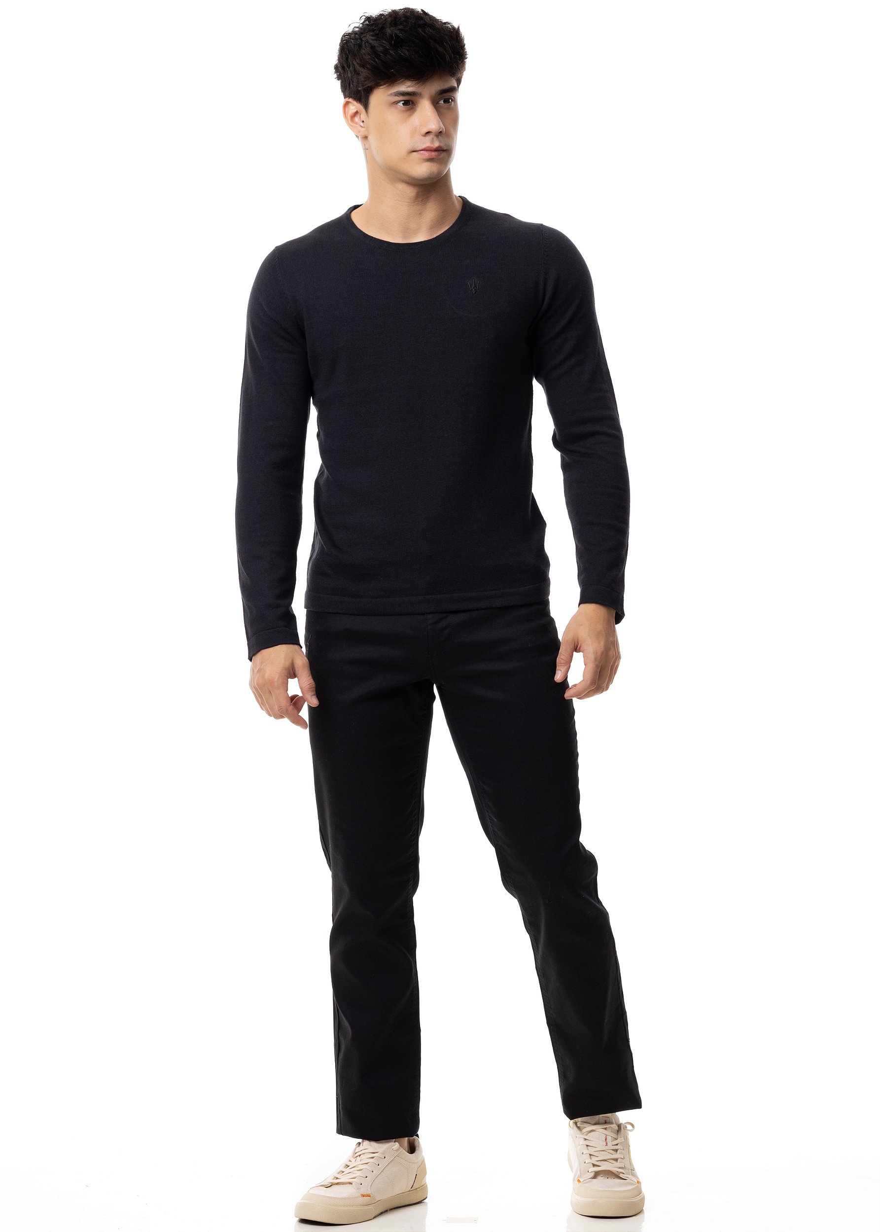 Suéter masculino gola contrastada - MYROFICIAL