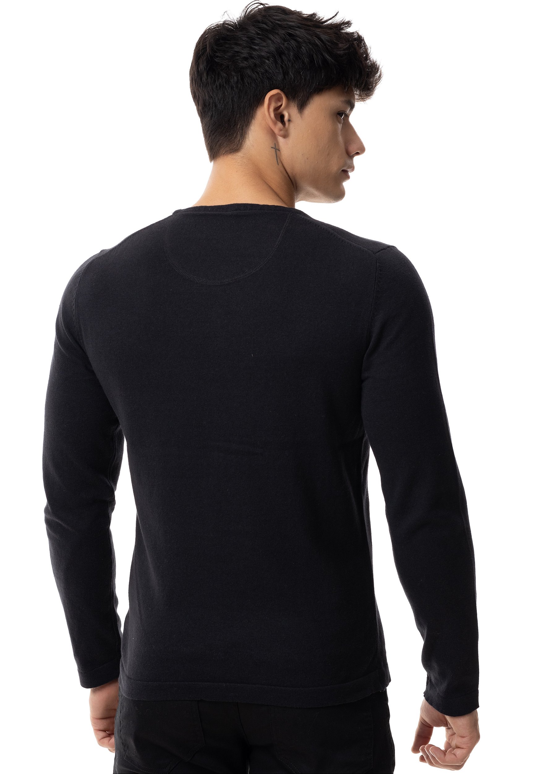 Suéter masculino gola contrastada - MYROFICIAL