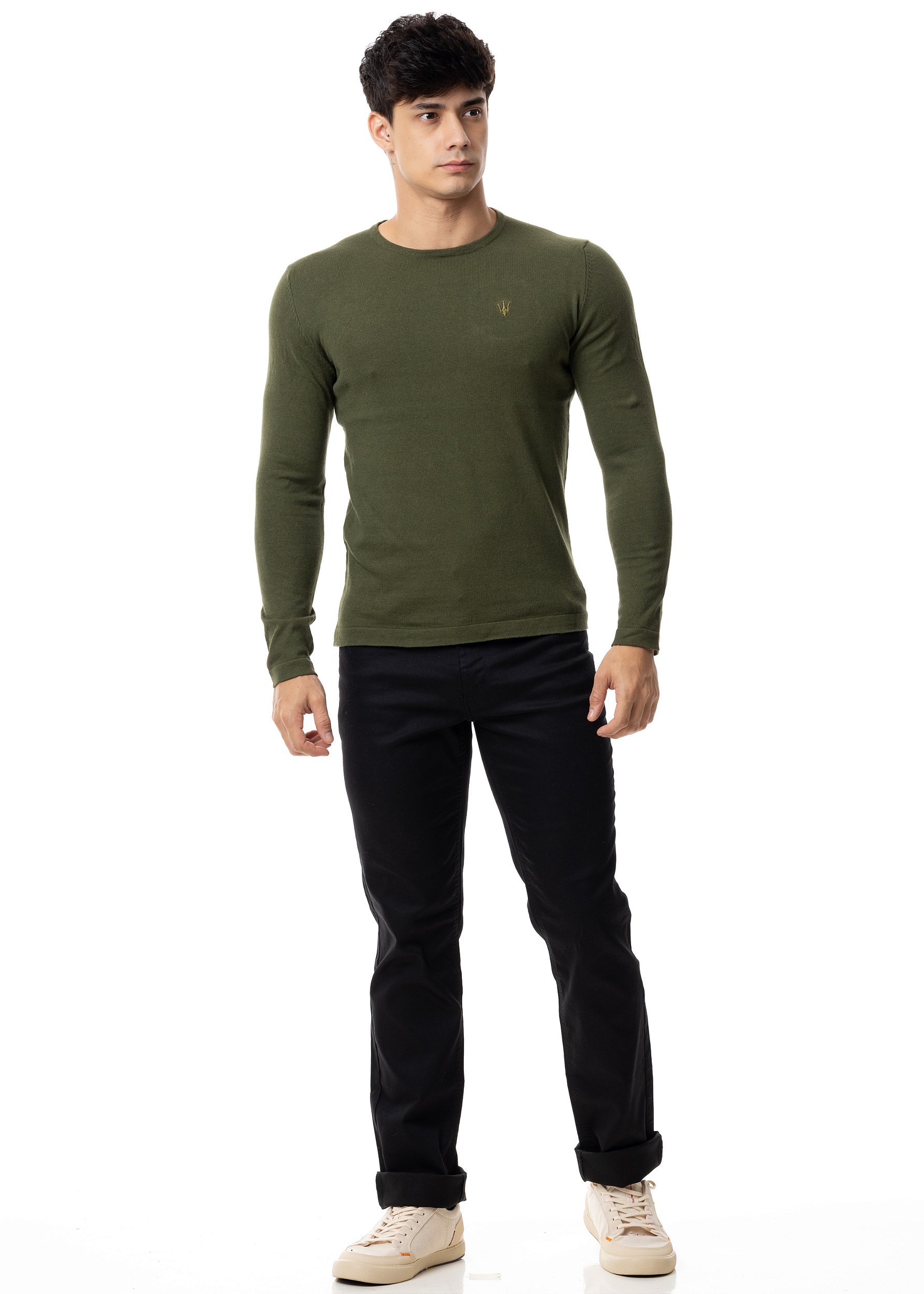 Suéter masculino gola contrastada - MYROFICIAL