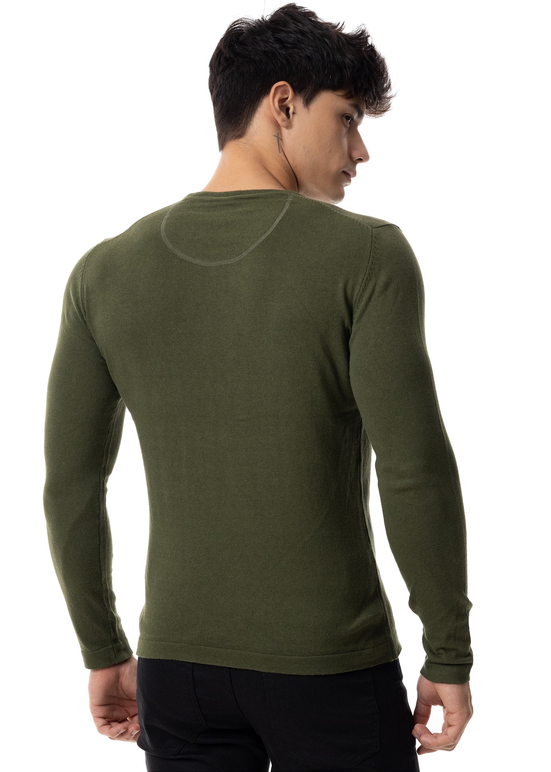 Suéter masculino gola contrastada - MYROFICIAL