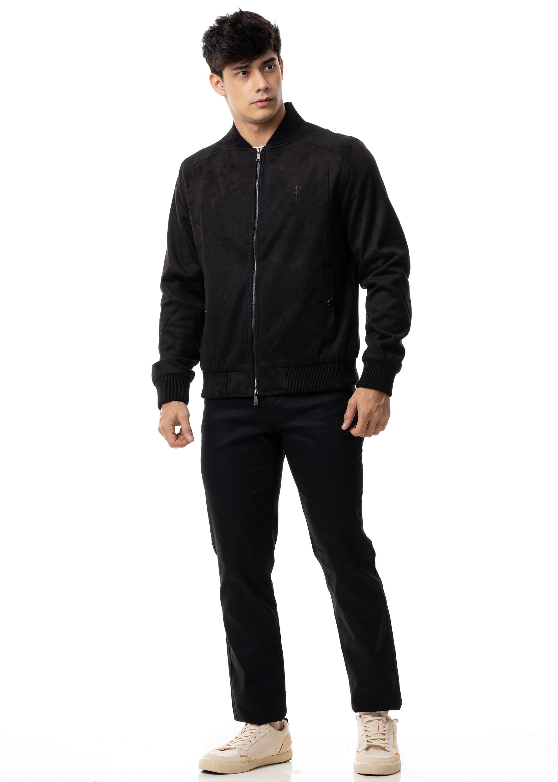 JAQUETA BOMBER SUEDE MYR PRETA - MYROFICIAL