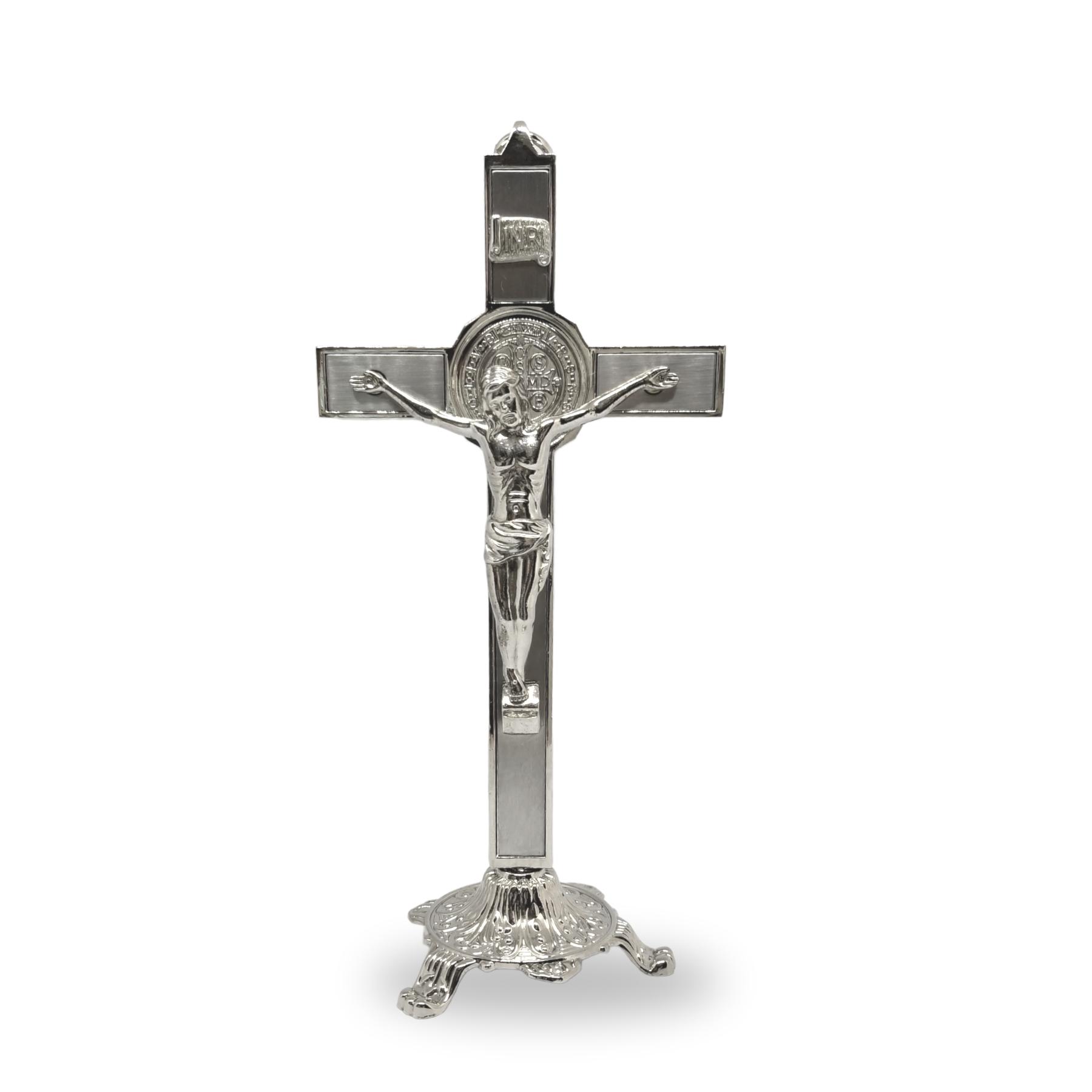 Cruz de Mesa E Parede Em Metal 20cm - Divinário | Melhor da arte religiosa!