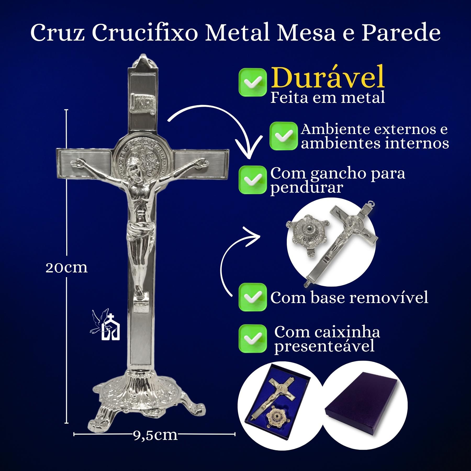 Cruz de Mesa E Parede Em Metal 20cm - Divinário | Melhor da arte religiosa!