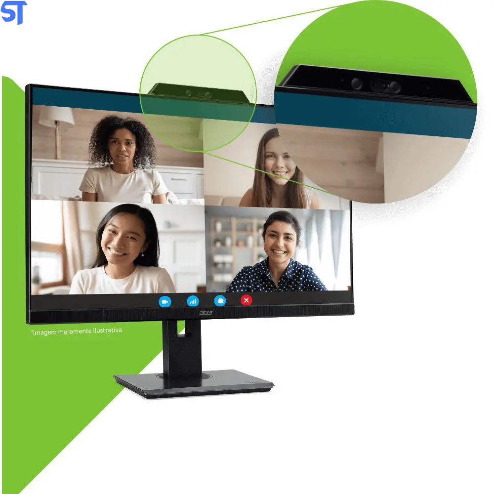 Monitor LED Acer 21.5 Full HD, Painel IPS, 4ms, Com Webcam Integrada ...