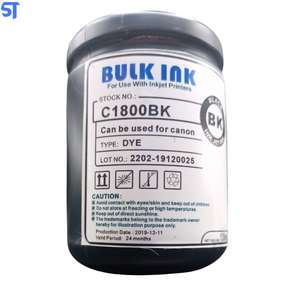 Refil De Tinta Bulk Ink compativel Canon C1800bk Preto GL-190 135ML ...