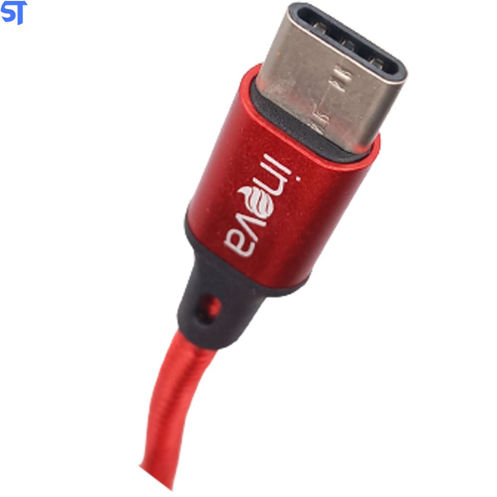 Cabo Tipo C Trançado Em Nylon Tubo 1 Metro Inova- Vermelho - SobralTech
