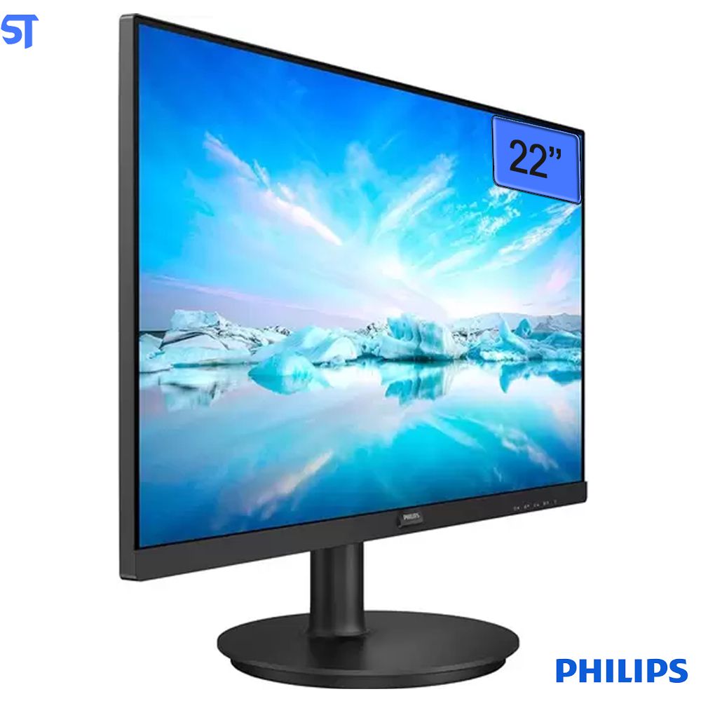 Monitor Philips 22", Full HD, Suporte Vesa, 75Hz Adaptive Sync VGA HDMI 221V8L Preto - SobralTech
