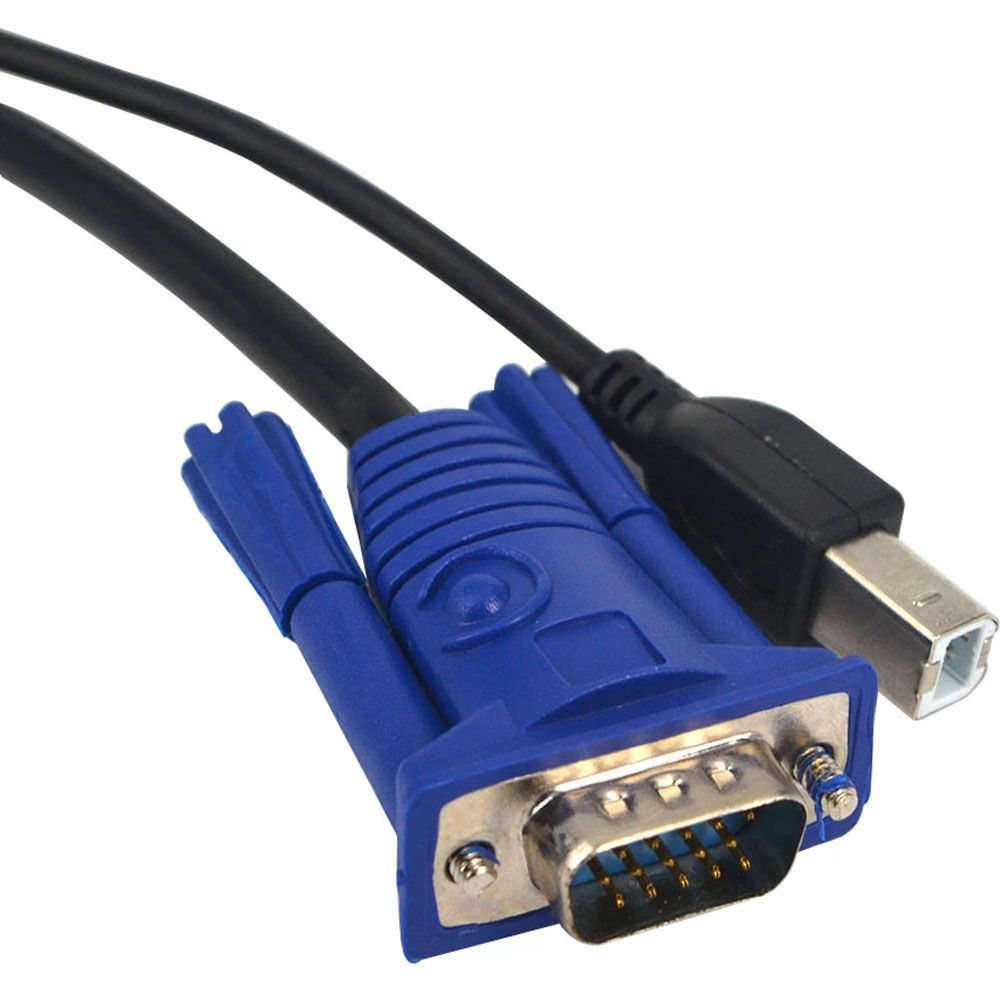 Cabo para KVM 2 em 1 , 2 VGA Macho, 1 USB Tipo B e 1 USB Tipo A Com 1,5 MT - SobralTech