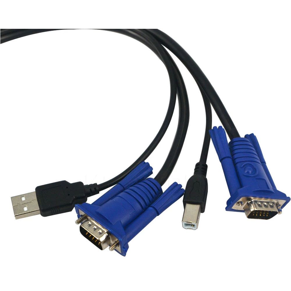 Cabo para KVM 2 em 1 , 2 VGA Macho, 1 USB Tipo B e 1 USB Tipo A Com 1,5 MT - SobralTech