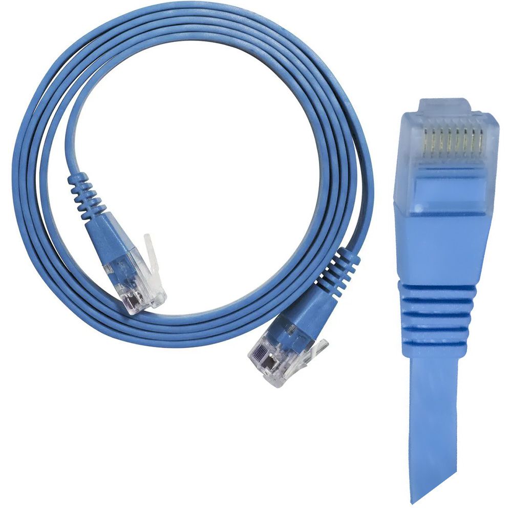 Patch Cord Flat Cable RJ45 Gigabit Flexível Cat6 1m Azul - SobralTech Patch Cord Flat Cable RJ45 Gigabit Flexível Cat6 1m Azul - SobralTech