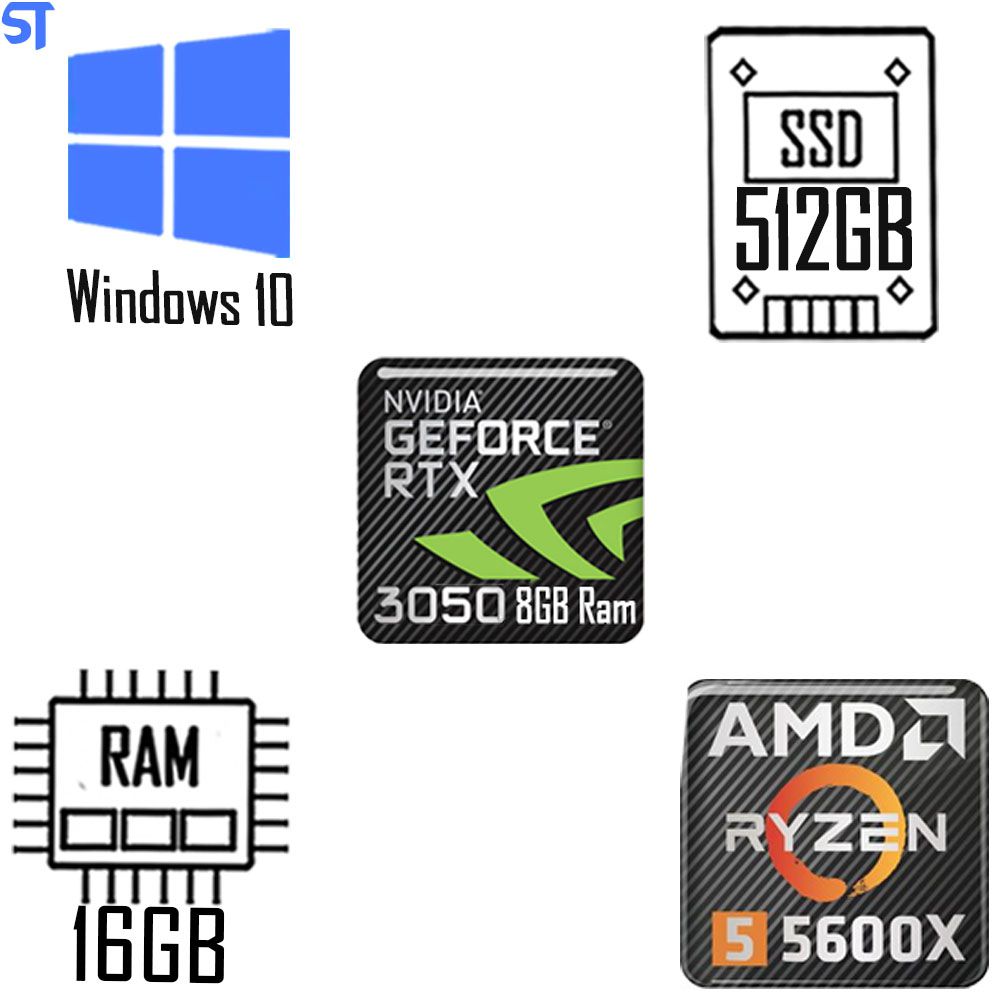 Computador Gamer Ryzer 5 5600X- 16GB Ram -Placa Video RTX 3050 8GB-SSD ...