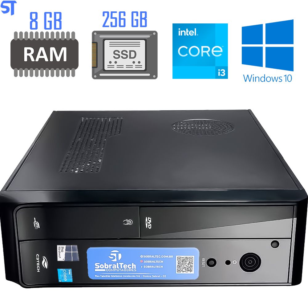Computador Intel C3Tech Slim, Core I3 10th, 8GB de Memória, Disco SSD ...