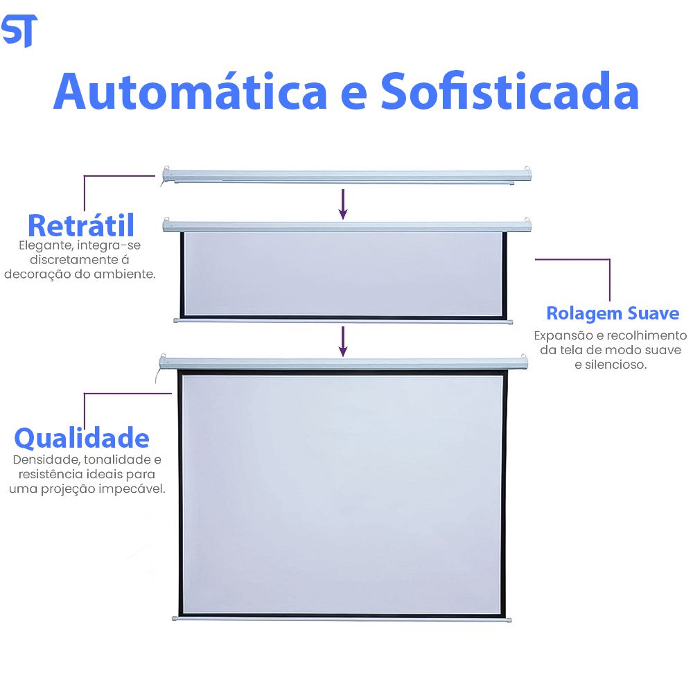 Tela de Projeção Elétrica 150x200cm 220V GT - SobralTech