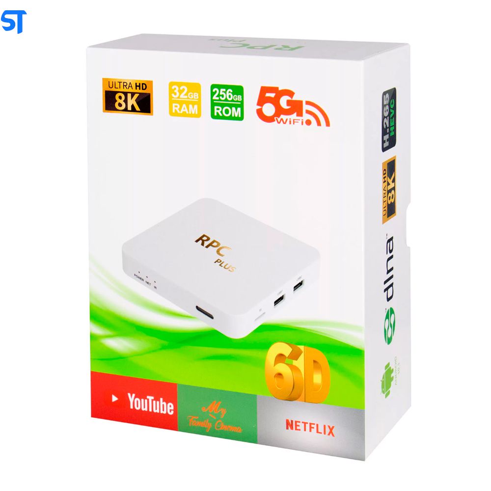 Receptor TV Box RPC Plus 8K 32GB RAM / 256GB / Android - Branco ...