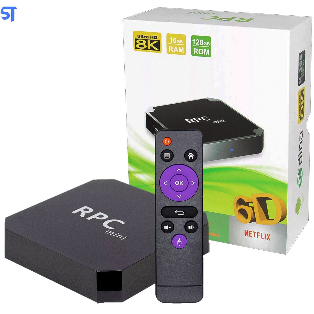Receptor Sate TV Box RPC Mini 8K 16 RAM / 128GB / Android 10.1 - Preto ...