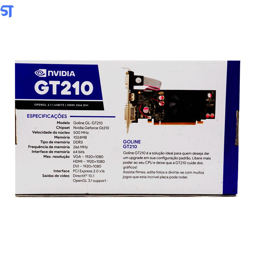 Placa de Vídeo Goline 1GB GeForce GT210 DDR3 - GL-GT210 - SobralTech