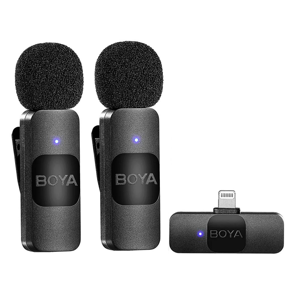 Microfone De Lapela Sem Fio BOYA By-v20 - USB-C - Com 2 microfones ...