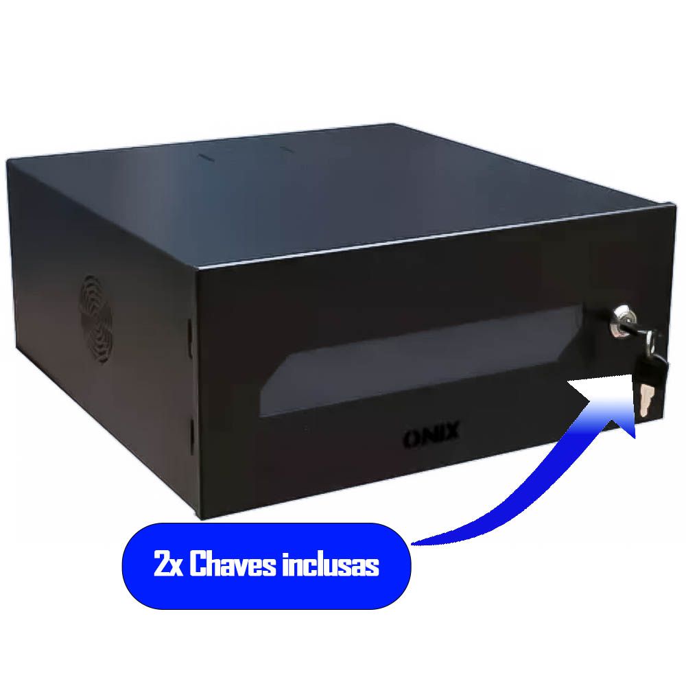 Mini Rack 19" 03u x 350mm Acr com 02 Chaves Max Eletron Preto 4040 - SobralTech