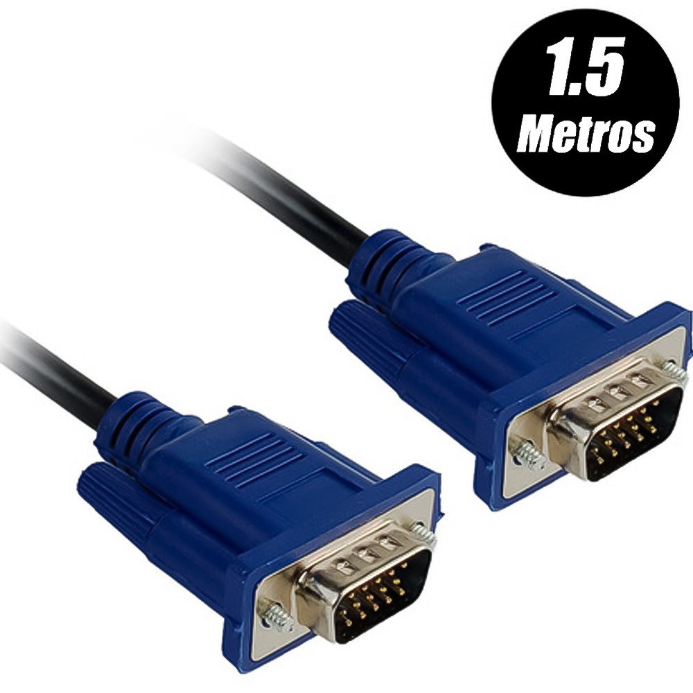Cabo VGA Macho x VGA Macho 1.5 Metros Full HD 10.Gbps Kapbom - KAP-VGA-1.5M - SobralTech