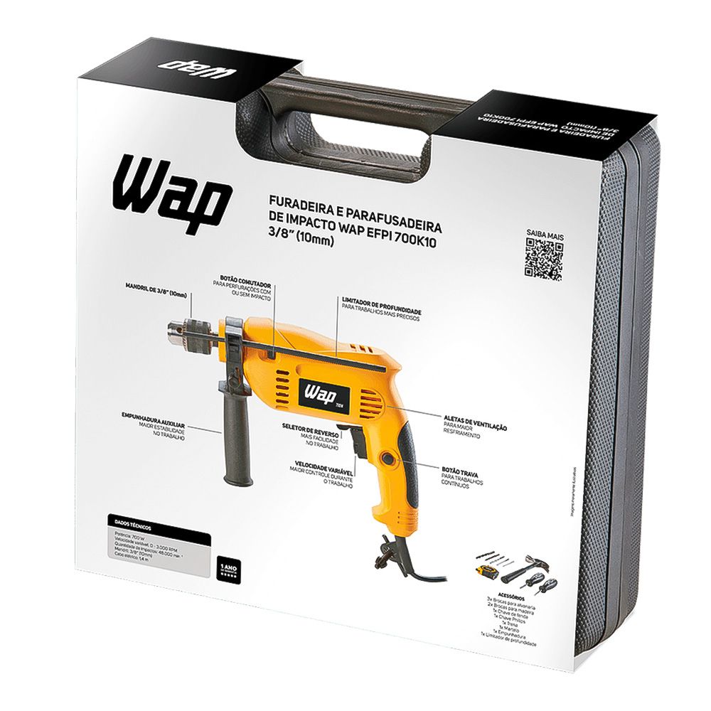 Furadeira E Parafusadeira De Impacto Wap EFPi 700K10 220V - SobralTech