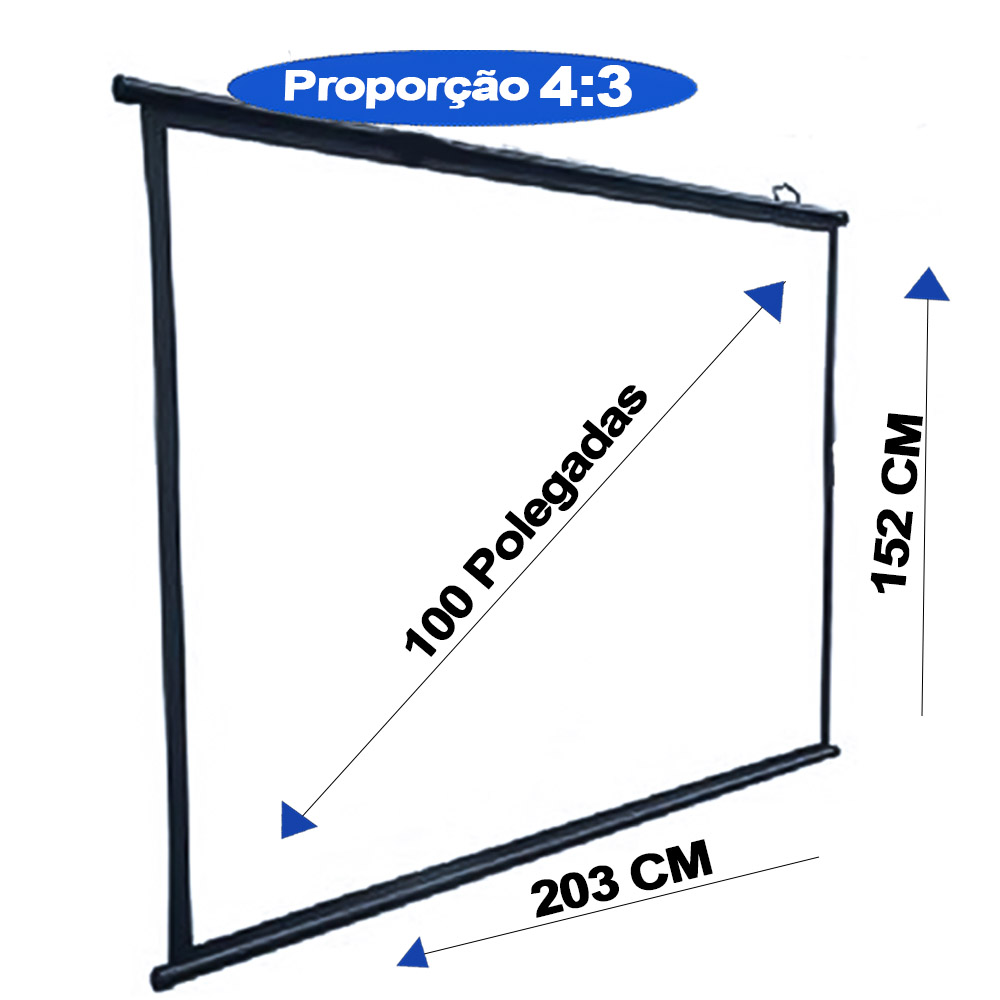 Tela de Projeção Retrátil Manual Com Suporte Metálico, 100 Polegadas 4: ...