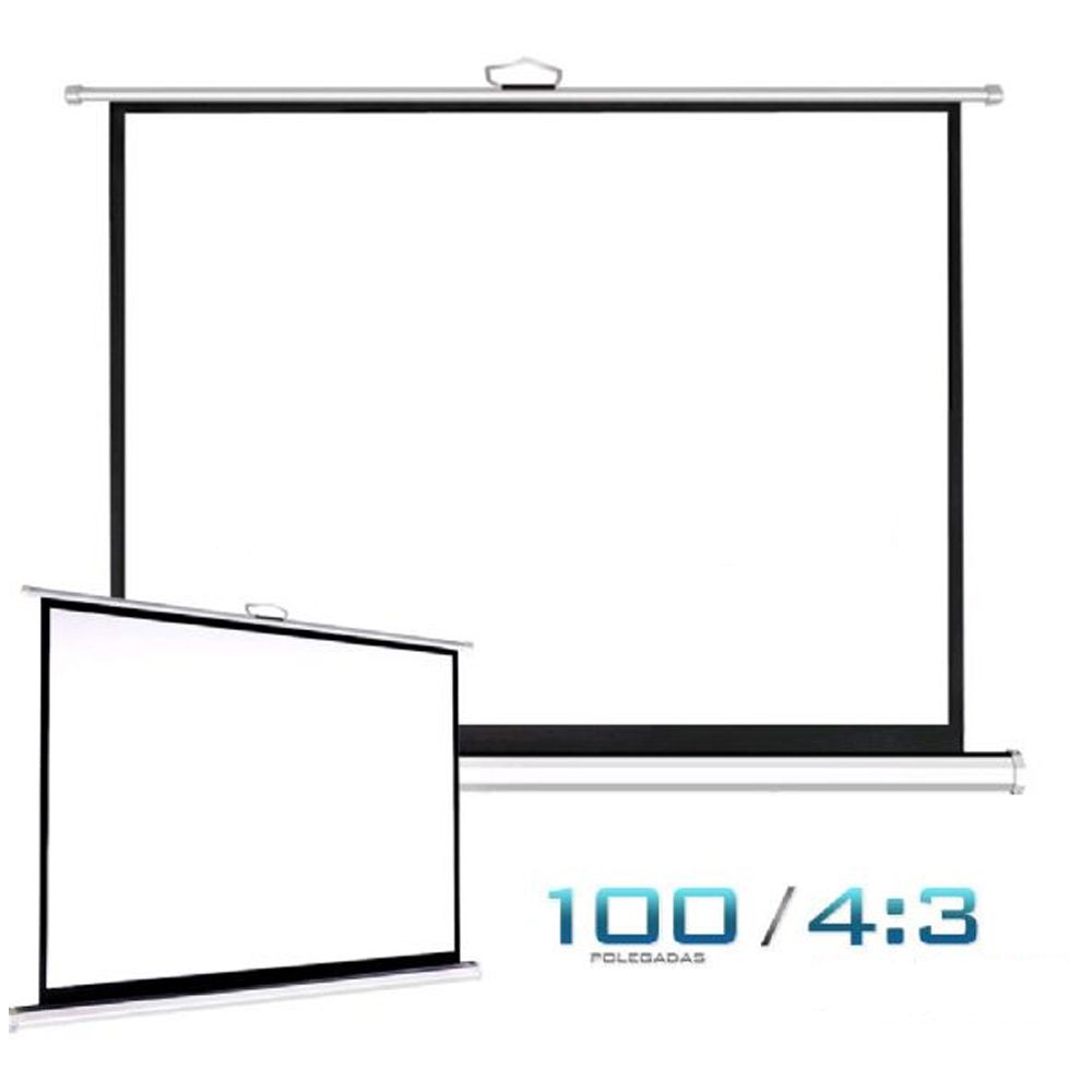 Tela de Projeção Retrátil Manual Com Suporte Metálico, 100 Polegadas 4: ...