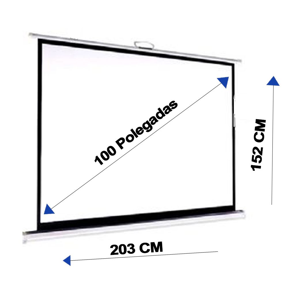 Tela de Projeção Retrátil Manual Com Suporte Metálico, 100 Polegadas 4: ...