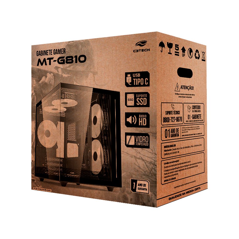 Gabinete Gamer C3Tech Gaming Aquarius MT-G810WH, Mini Tower, Micro ATX ...