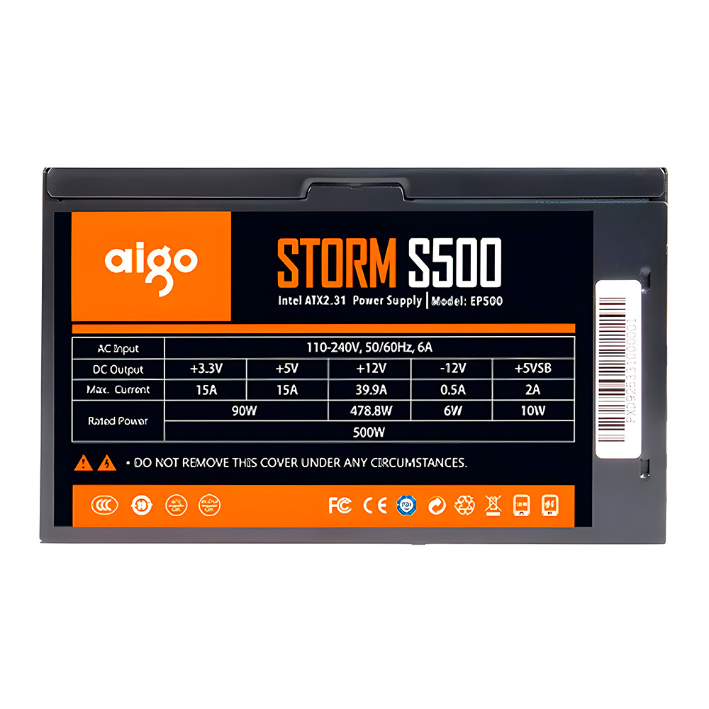 Fonte ATX Gamer 500W, 80 Plus White, Aigo Darkflash Storm S500, DF-STORM-S500 - SobralTech