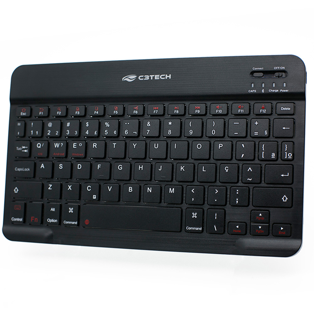 Teclado Sem Fio Bluetooth K-BT40BK Mini, Formato Slim Ultrafino, C3Tech - Preto - SobralTech