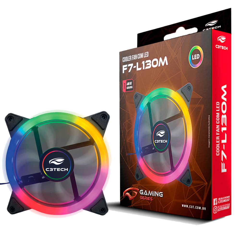 Cooler Fan F7-L130M Gaming Multicores 12CM - C3Tech - SobralTech