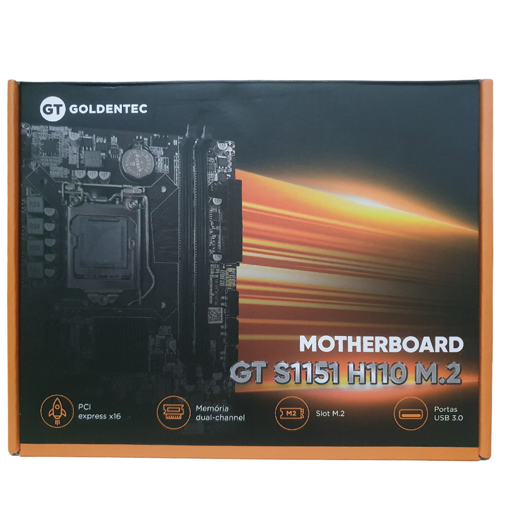 Placa Mãe Soquete 1151 H110 DDR4, Com Slot Para SSD M.2, PCI Express e HDMI, GT-H110 - SobralTech