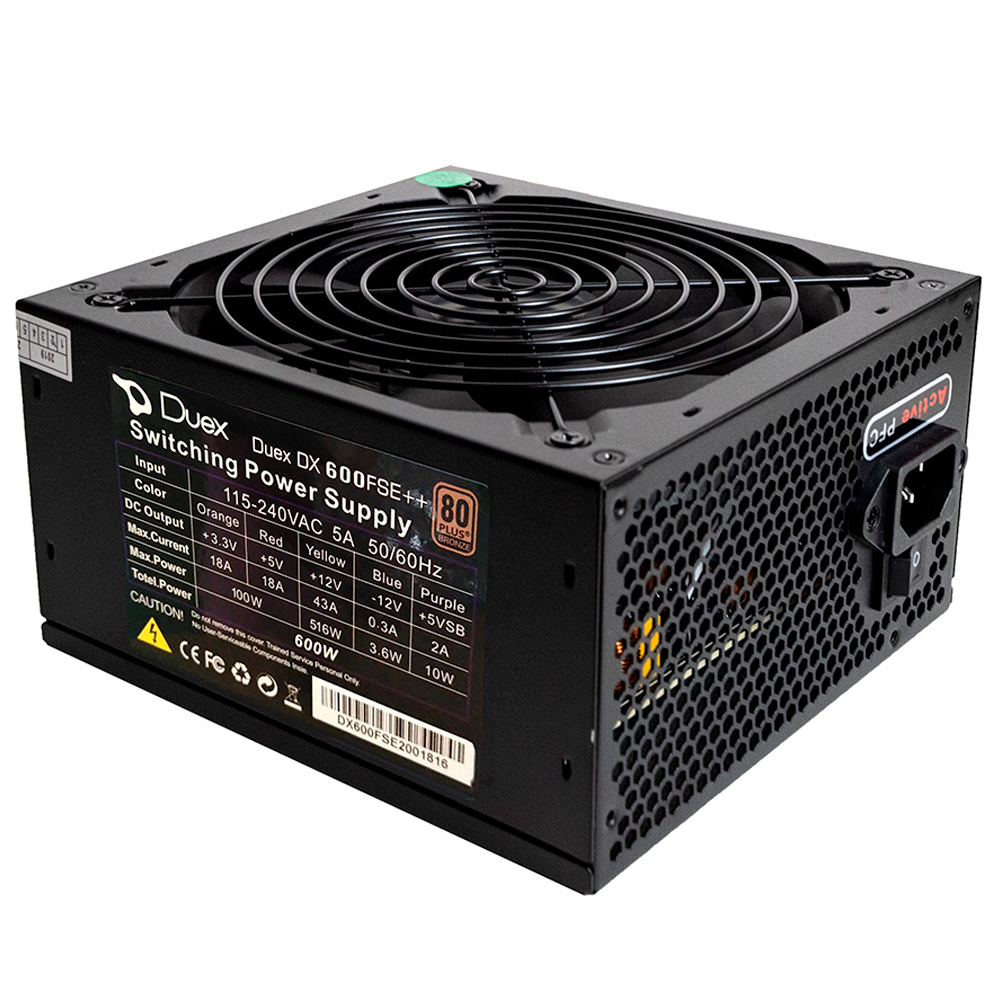 Fonte ATX Duex 600w 80 Plus Bronze PCF Ativo Full Modular - Dx-600FSE++ - SobralTech
