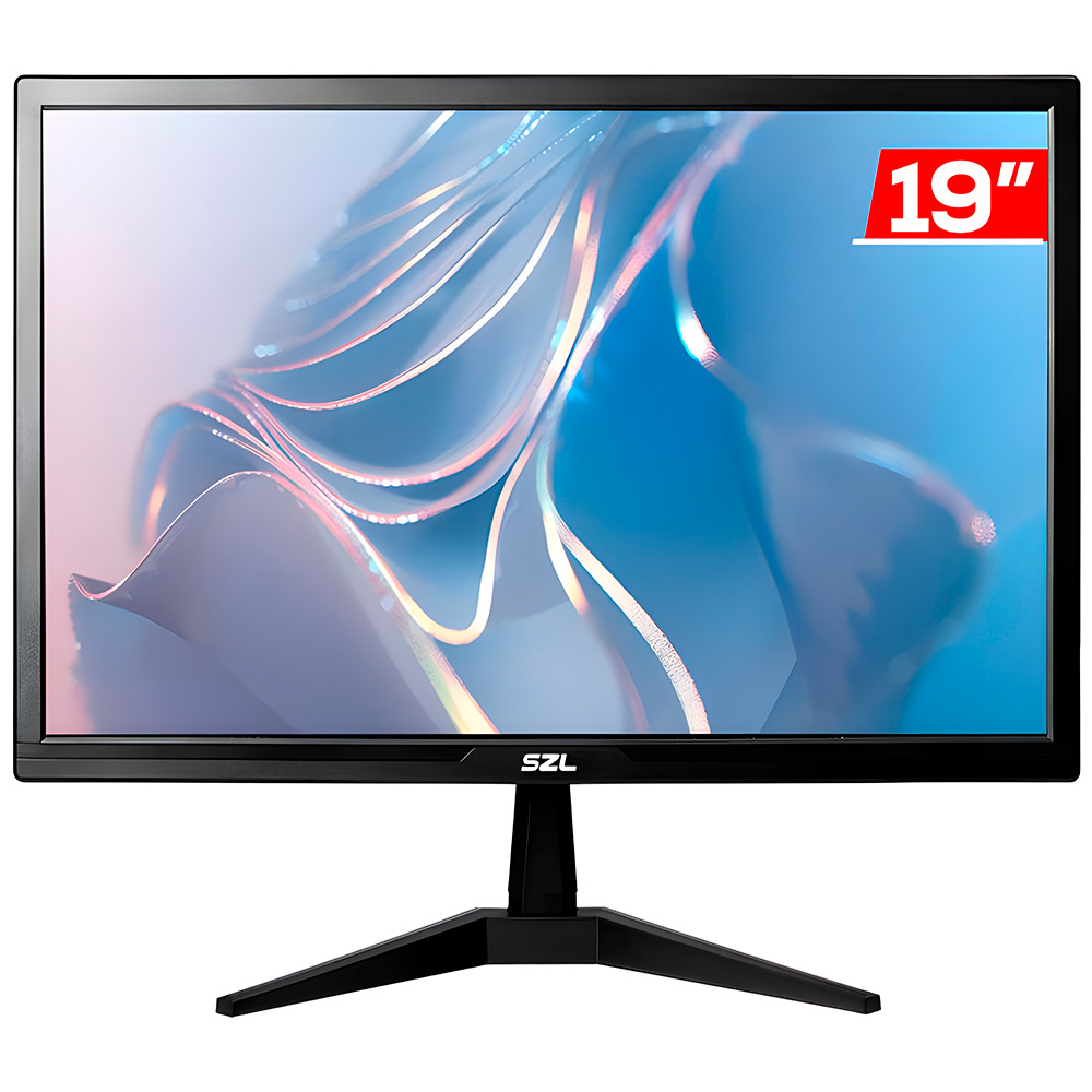 Monitor LED 19 Polegadas, SZL 19 TN, HD, 3ms, 75Hz, HDMI/VGA, SZL-SZL19-BL01 - SobralTech