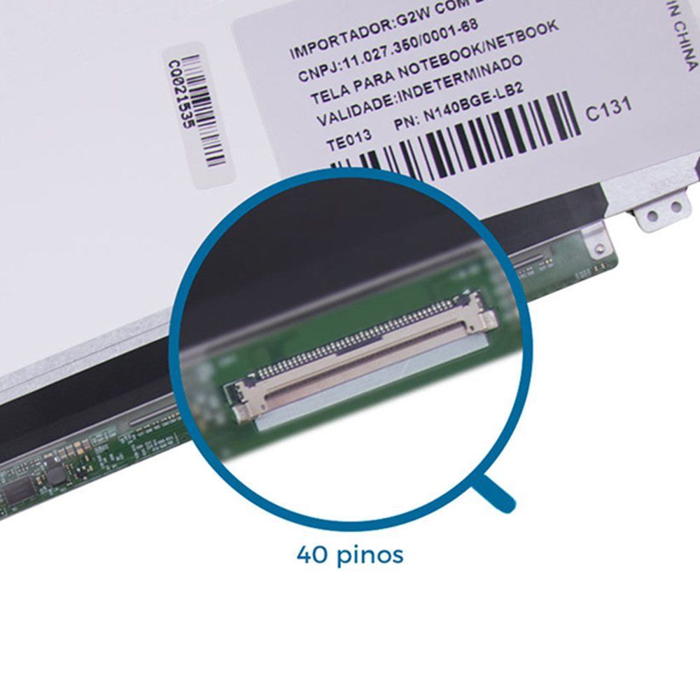 Tela Notebook Display Led Slim 40 Pinos 14.0 - N140BGE-LB2 | Rev. A2 ...