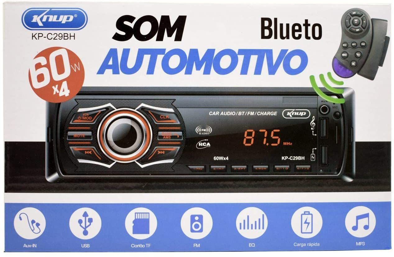 Som Automotivo Radio Mp3 Com Controle Remoto - Knup KP-C29BH - SobralTech