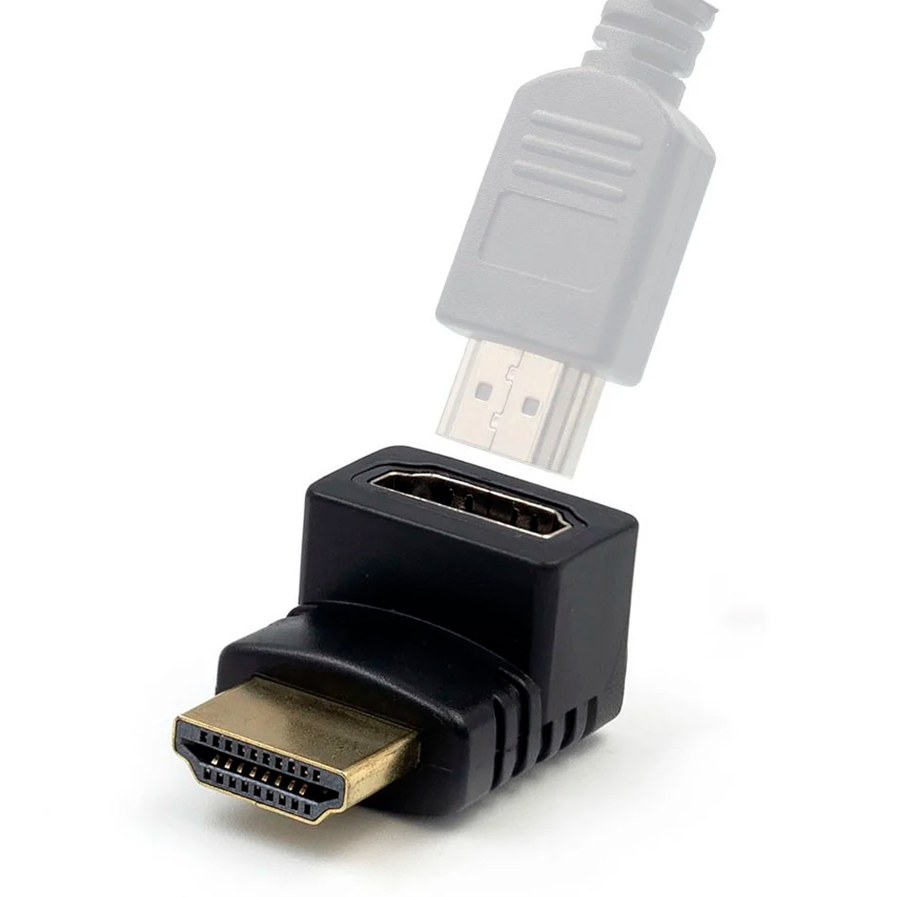 Adaptador HDMI Macho x HDMI Fêmea 90° Graus Fixo - Preto - SobralTech