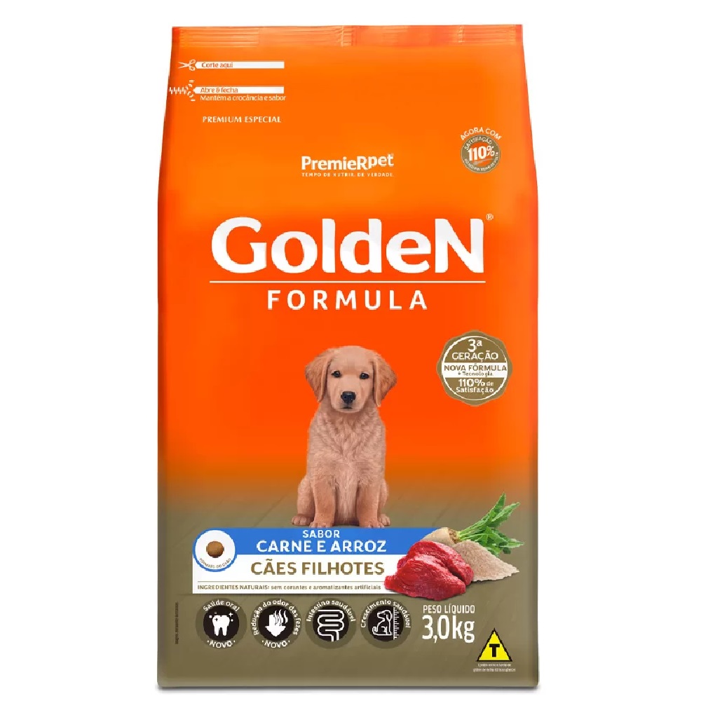 Ração Golden Fórmula Cães Filhotes Porte Médio e Grande Sabor Carne e ...